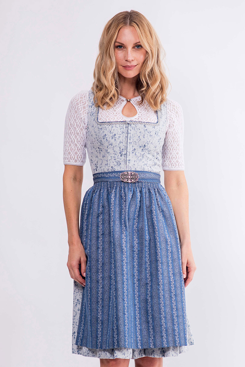 Midi Dirndl 65 cm grau blau Emilia 014653 | MOSER Trachten und Dirndl