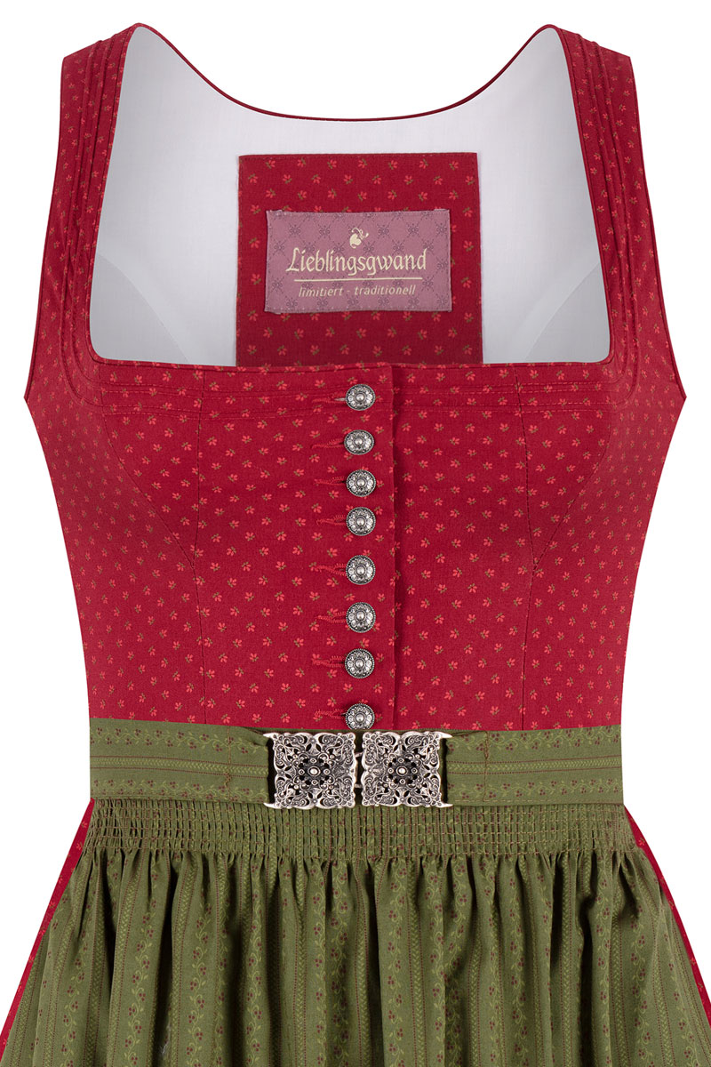 Midi Dirndl 65 cm rot oliv Valerie 017433 | MOSER Trachten und Dirndl