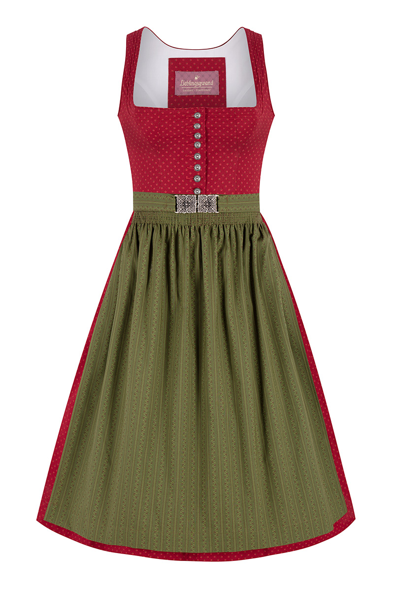 Midi Dirndl 65 cm rot oliv Valerie 017433 | MOSER Trachten und Dirndl