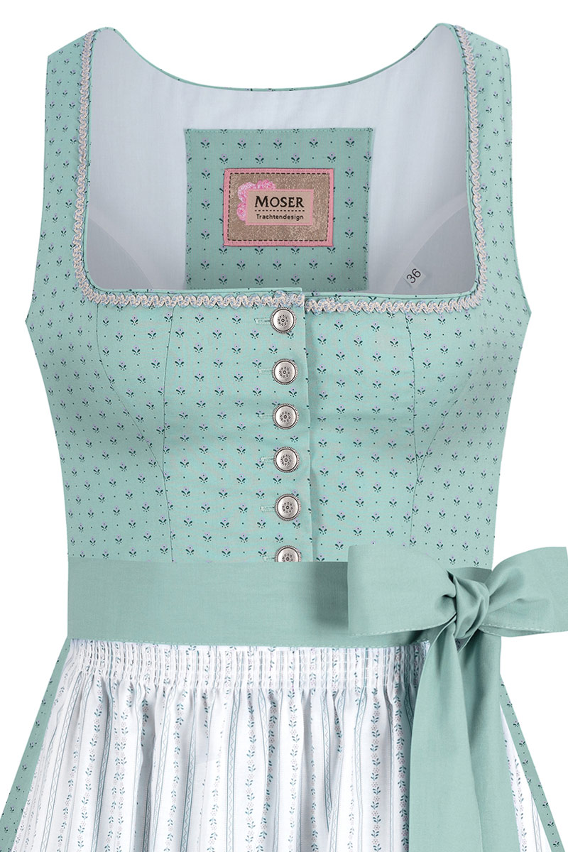 MOSER Dirndl lang 85 cm mint weiß Melinda 014669